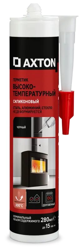 Герметик силиконовый Axton высокотемпературный до 300°C уксусный черный 280 мл