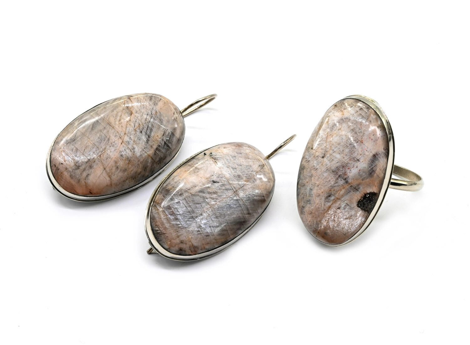 Комплект бижутерии: серьги, кольцо, гелиодор