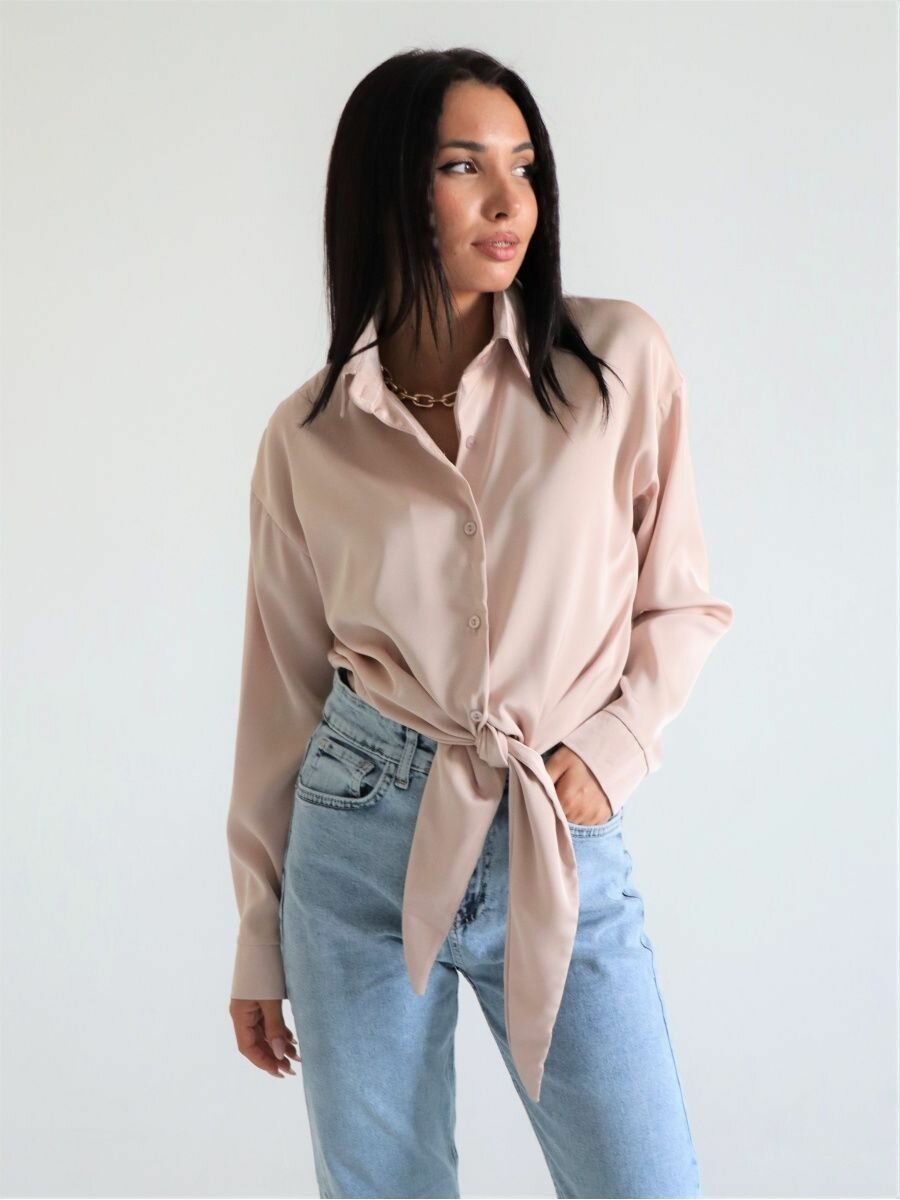 Рубашка атласная на завязках