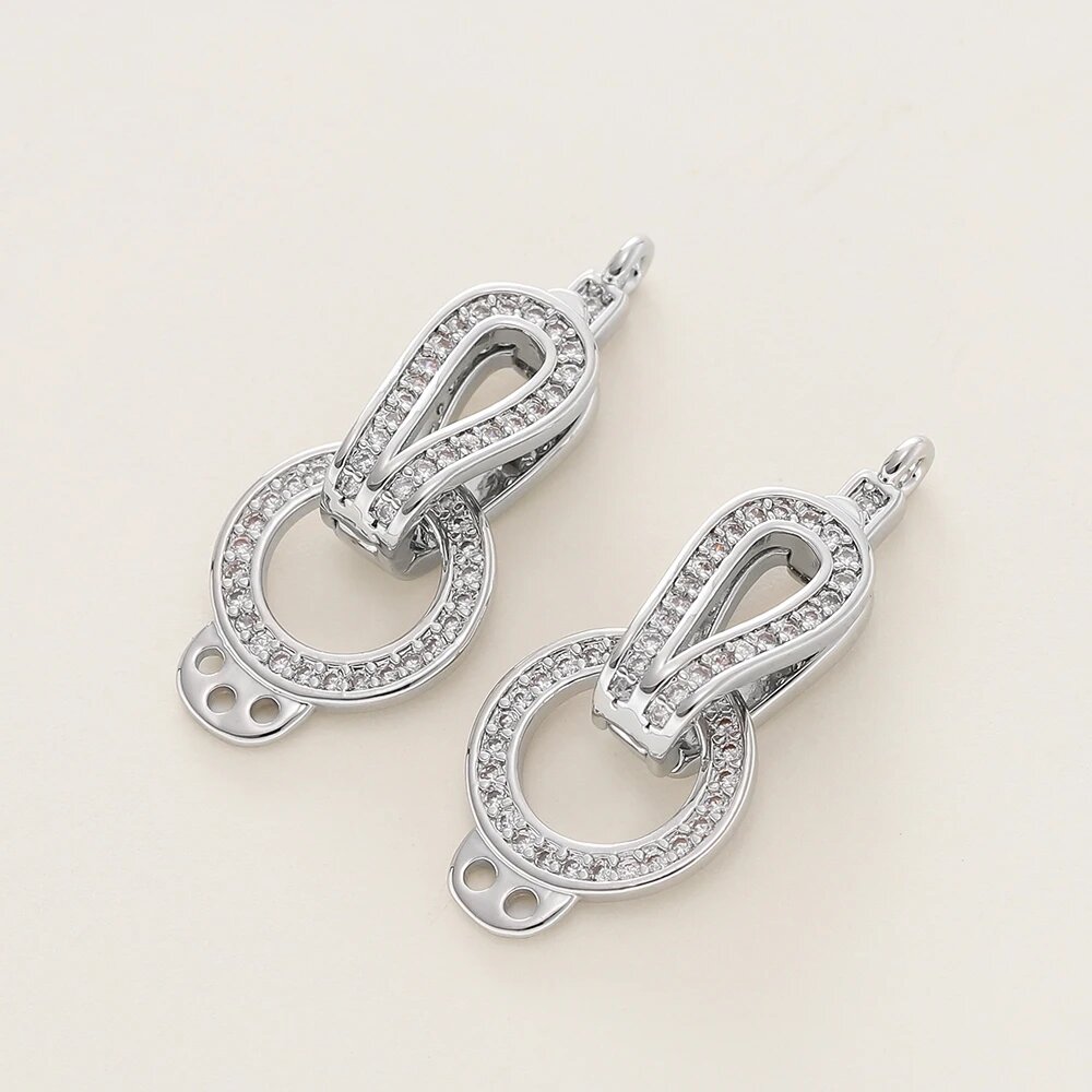 Заключения для браслетов St.kunkka, серебряные, с цирконами, Platinum 07-1pcs