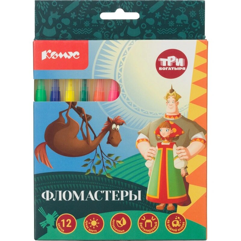 Фломастеры Три Богатыря набор 12 цветов