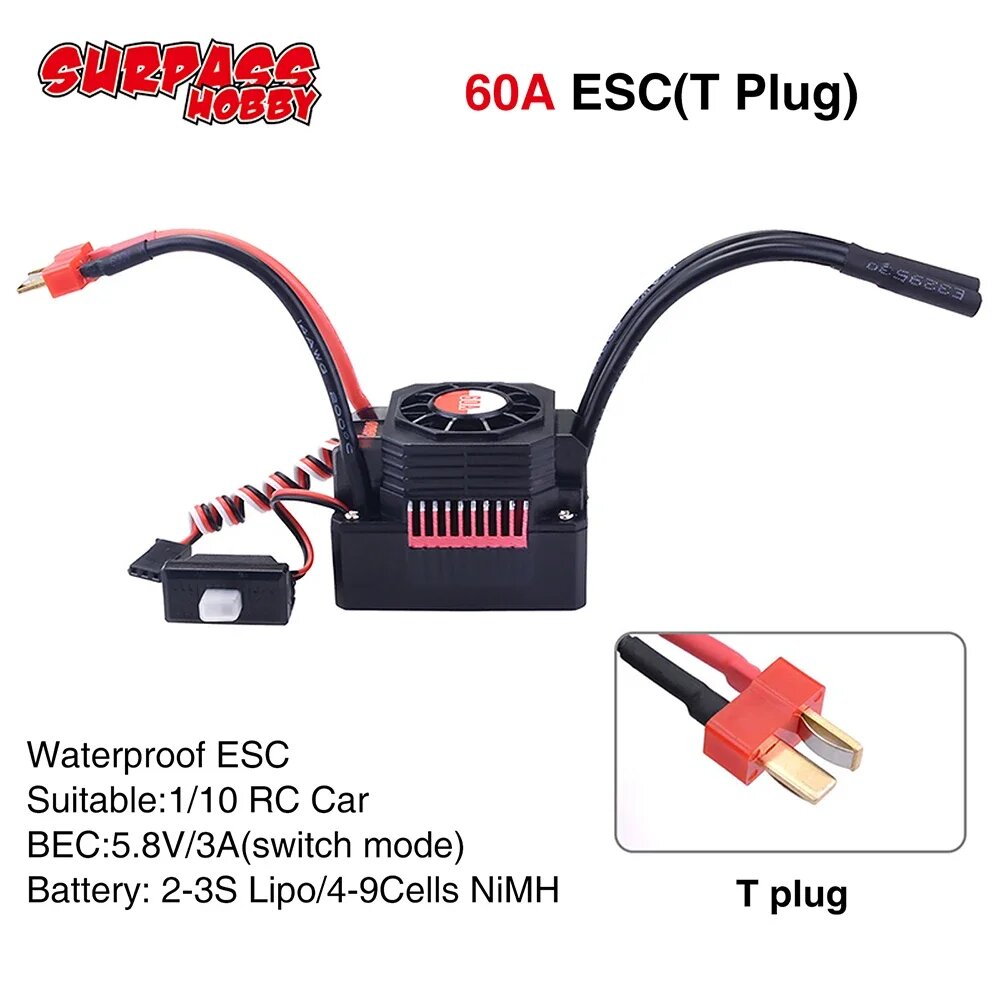 SURPASS HOBBY 60A ESC (T Plug) для RC 1/10