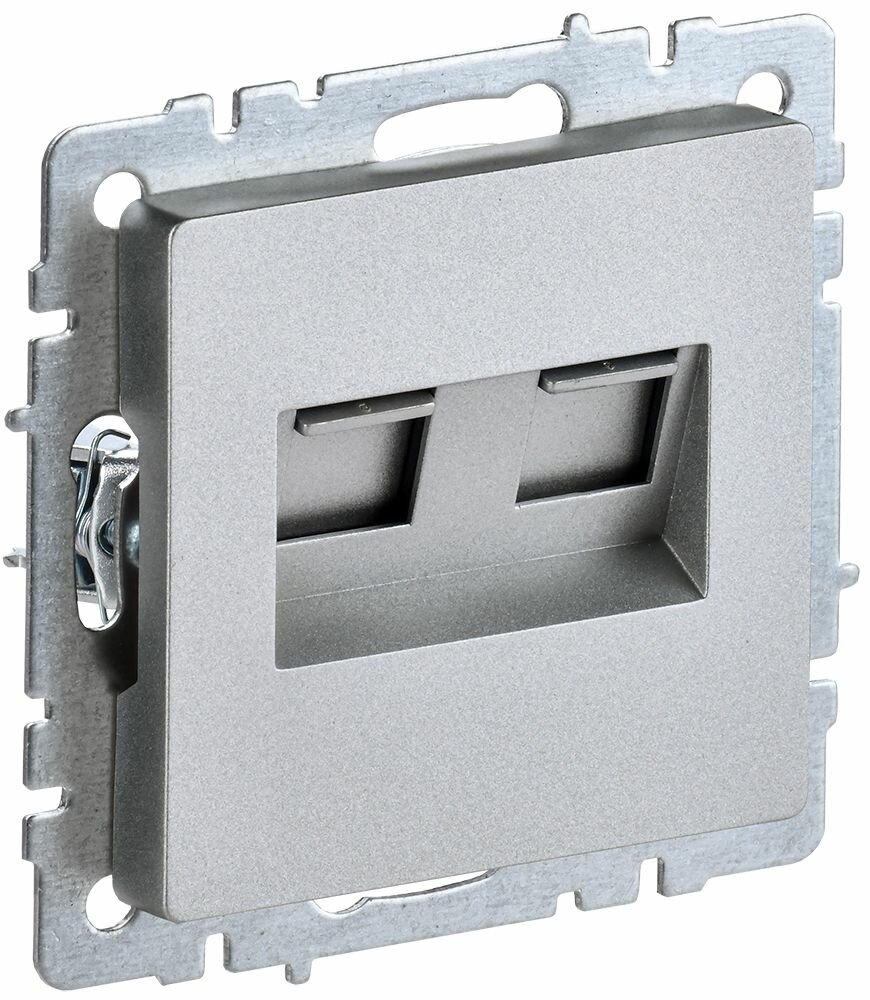IEK BRITE BAАлюминий Розетка комп. 2-ая RJ45 кат.6 РК11-2-БрА, BR-K20-2-K47