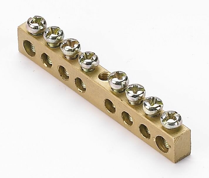 DEKraft ШН-101 Шина нулевая 8 групп/крепеж по центру, сеч. 6x9 мм, 100А, 32001DEK