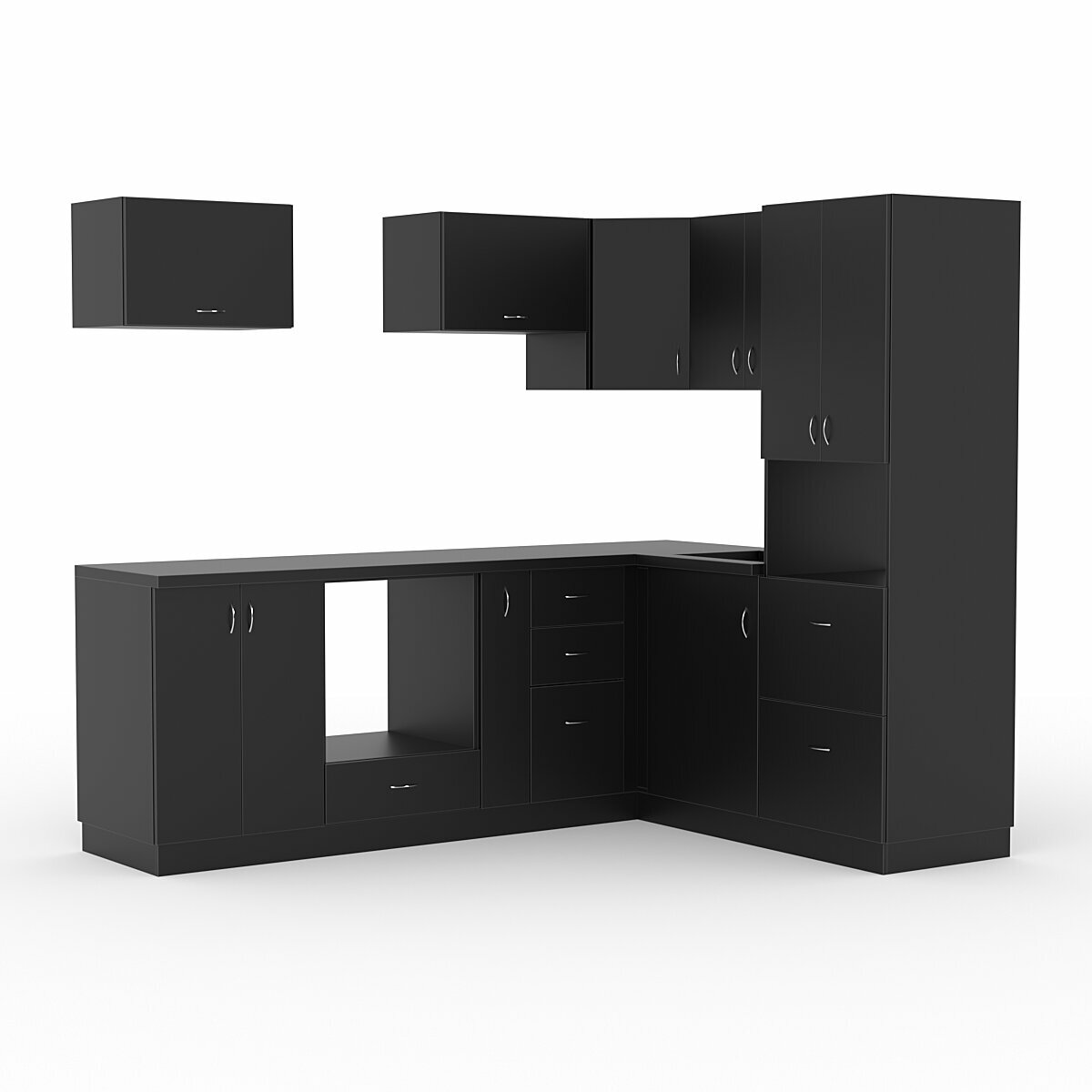 Кухонный гарнитур со столешницей 38мм №8, Черный. Производитель товара - компания Westcom.