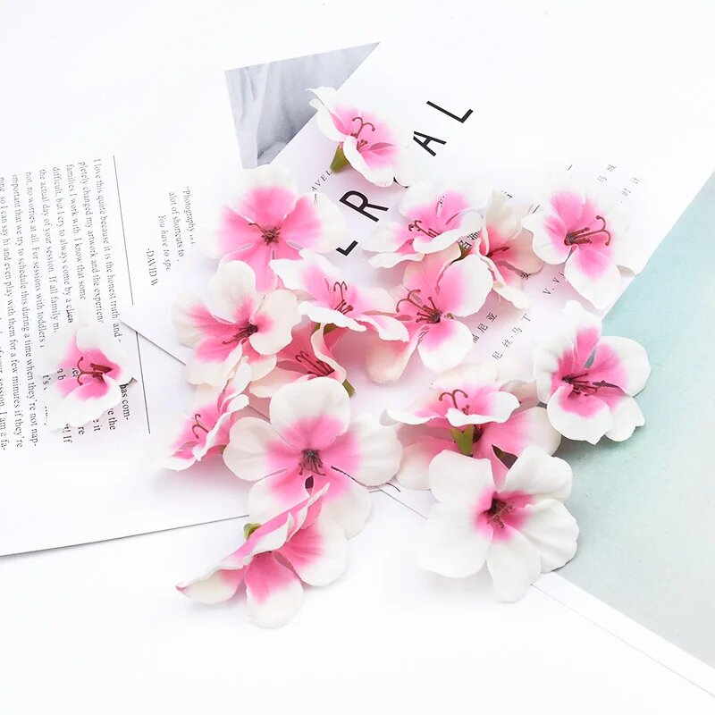 Искусственные шелковые цветы вишни, 20 шт Белый, 12