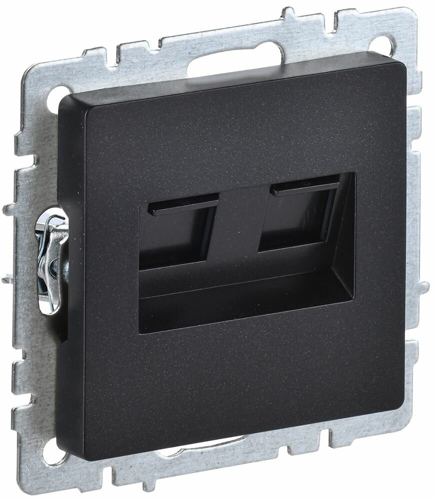 IEK BRITE Роз. двойная RJ11+RJ45 кат.5E РК/Т12-БрЧ черн, BR-KT20-O-1-K02