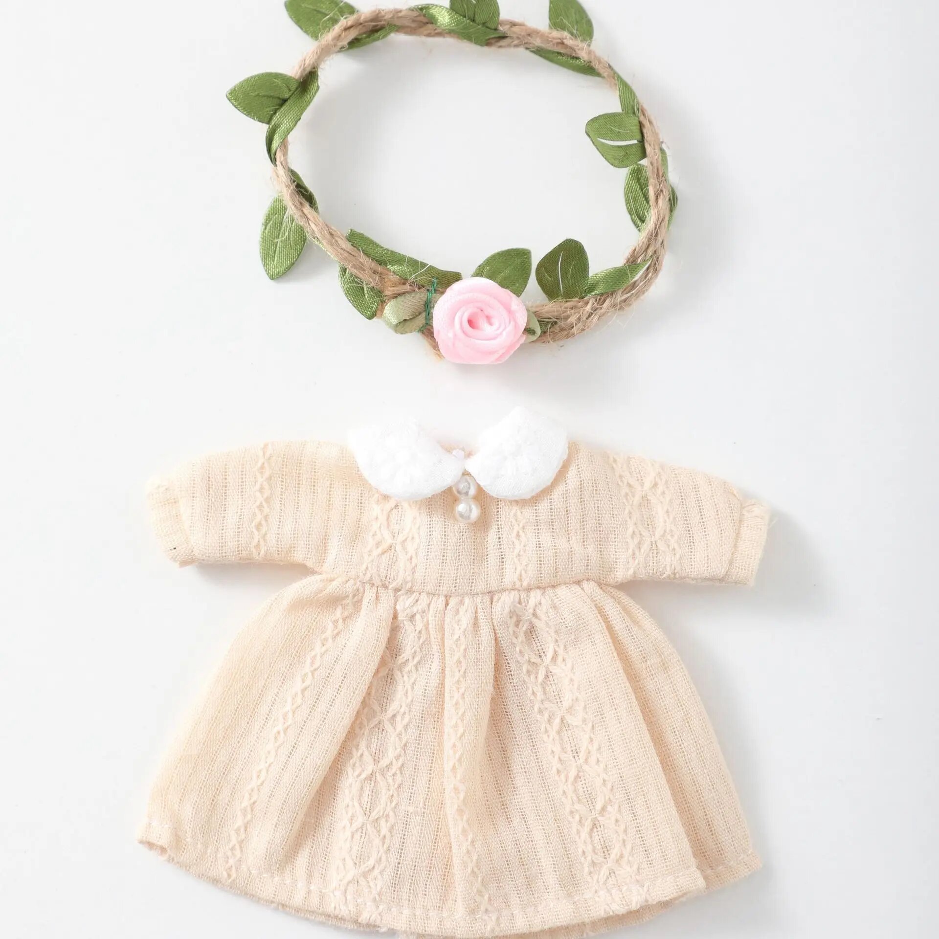 Платье для куклы HOUZIWA OB11 Бежевый, dress with flower