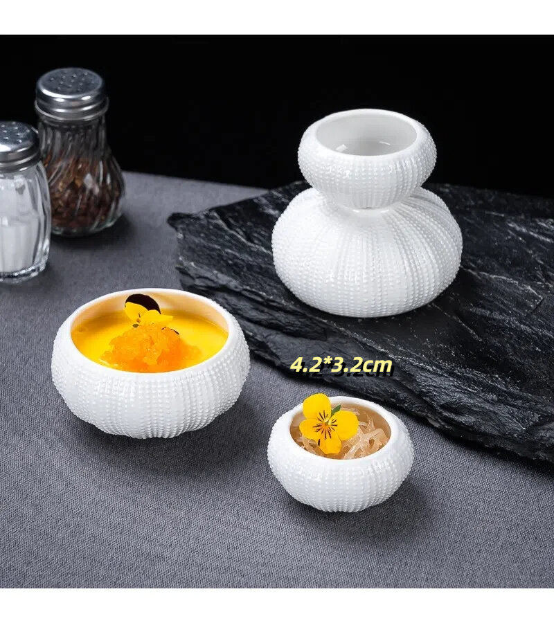 3 шт. Керамическая чашка для морских ежей из / Высококачественная соусница / Десертная икорная тарелка 3.2*4.2cm