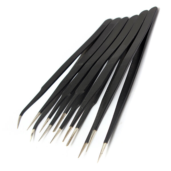 Tool 6X Черный антистатический пинцет для ногтей из нержавеющей стали Прямой набор инструментов для ремонта США