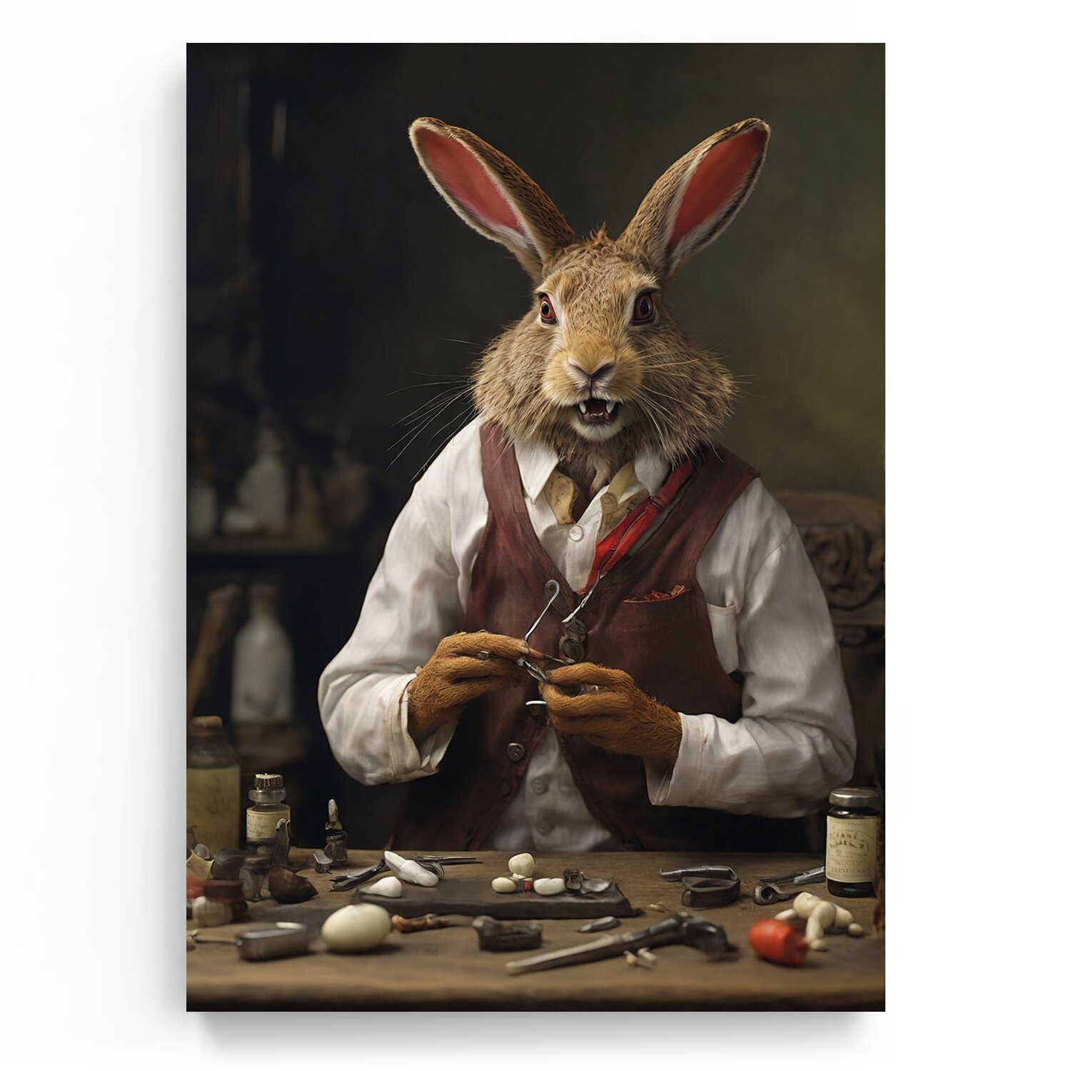 Картина интерьерная на стену - "Заяц в костюме, брутальные животные, кролик", 50х70 см.