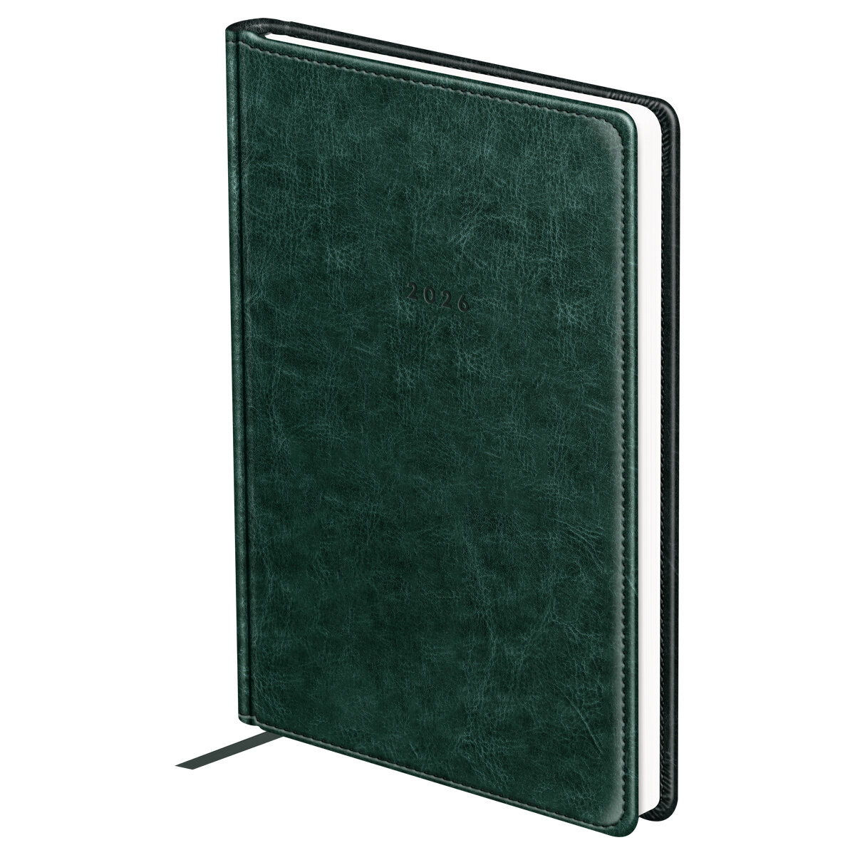 Ежедневник датированный 2026г, А5, 176л, твердый переплет, кожзам, BG Nebraska. Green, зеленый, DdА5_09368/380100