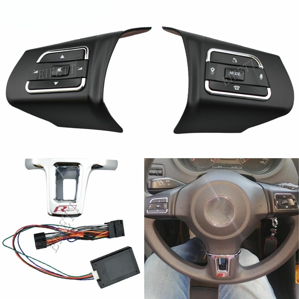 Кнопка многофункциональная на рулевое колесо VW (Golf MK6 2010-2012, Polo 2011-2013, Jetta, Bora, Santana, Sagitar) для замены