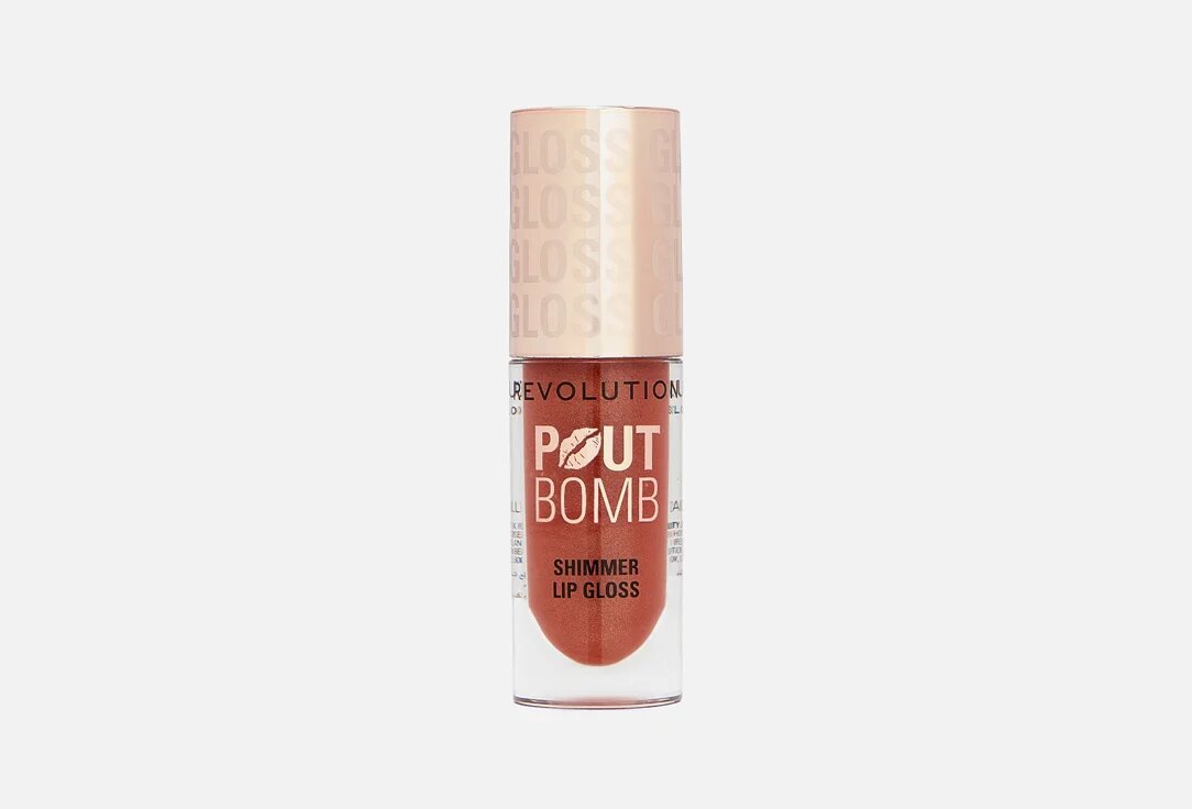 Блеск для губ MakeUp Revolution Pout bomb shimmer gloss, тон Nude glow, 4.5 мл