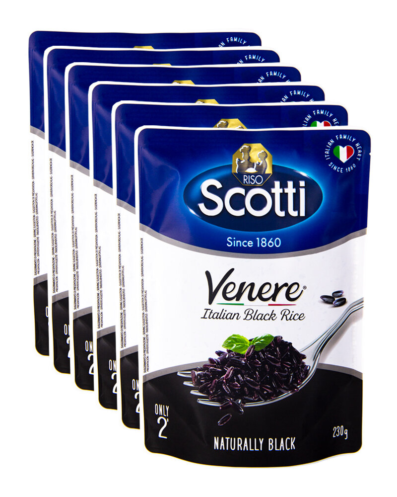 Рис Riso Scotti Цельнозерновой Среднезерный Пропаренный Черный Venere готовый к употреблению 230 гр. - 6 шт