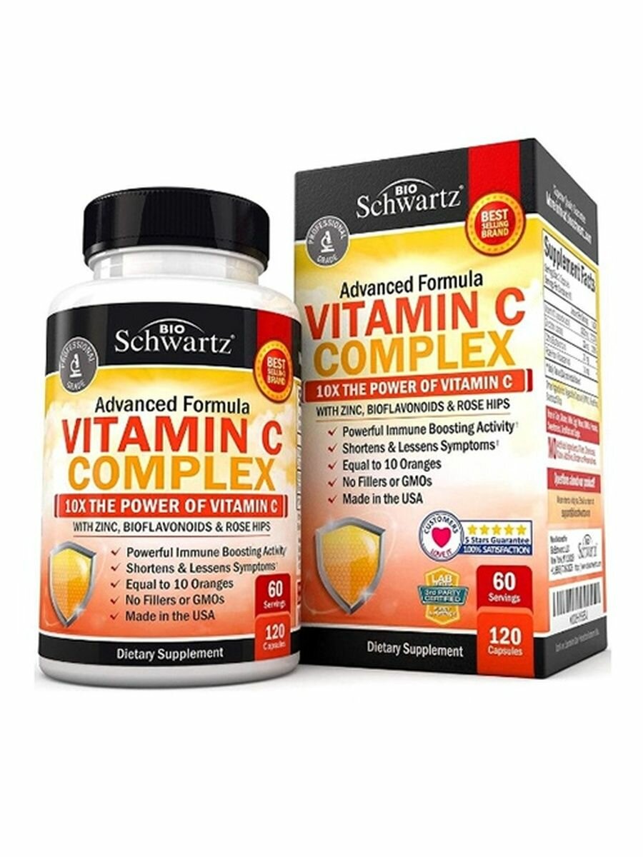 Витамин С bioschwartz комплекс 120 капсул, для иммунитета, кожи и энергии