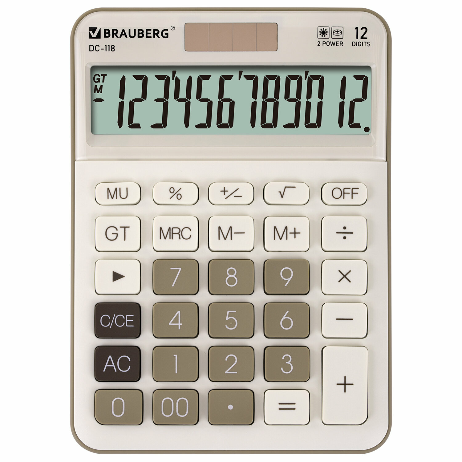 Калькулятор Brauberg настольный, 175х126 мм, 12 разрядов, двойное питание, бежевый