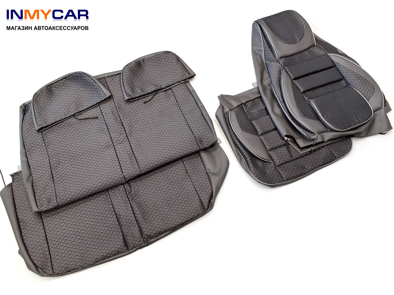 Чехлы на сидения Газель (ГАЗ 3302 и модификации), передний ряд, жаккард+экокожа