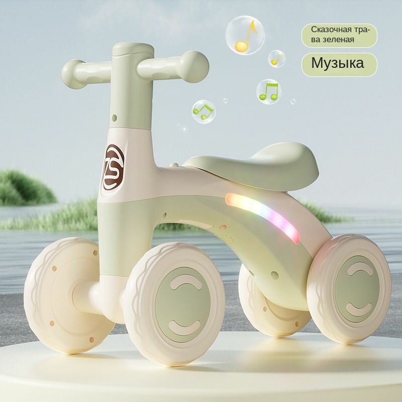 Беговел, пластик, для детей от 1 года, нагрузка до 50кг, задний тормоз, цвет зеленый