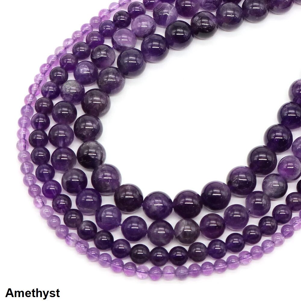 Натуральные кристаллы аметист кварц 4/6/8/10 мм для поделок Фиолетовый, 8mm 45-48pcs, Amethyst