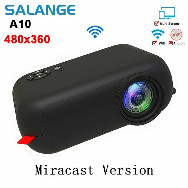 Мини-проектор Salange A10, 480*360 пикселей, мини-проектор с поддержкой 1080P, портативный USB-видеопроектор для домашнего кинотеатра, детский подарок, кинотеатр