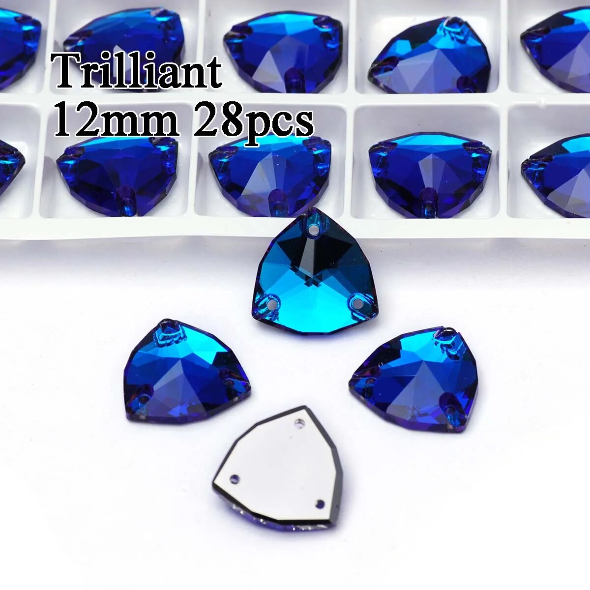 Стразы Trilliant 12mm, синие, 28шт