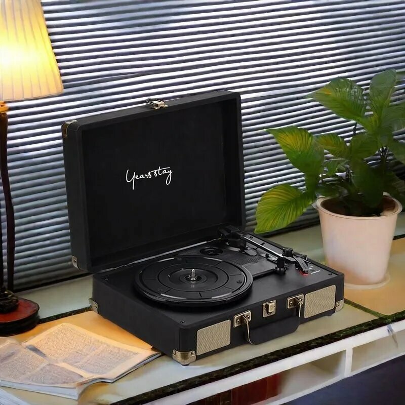 Виниловый проигрыватель патефон AudioRetro AR-007, AUX разъём, Bluetooth, 3 скорости воспроизведения, Проигрыватель виниловых пластинок ретро