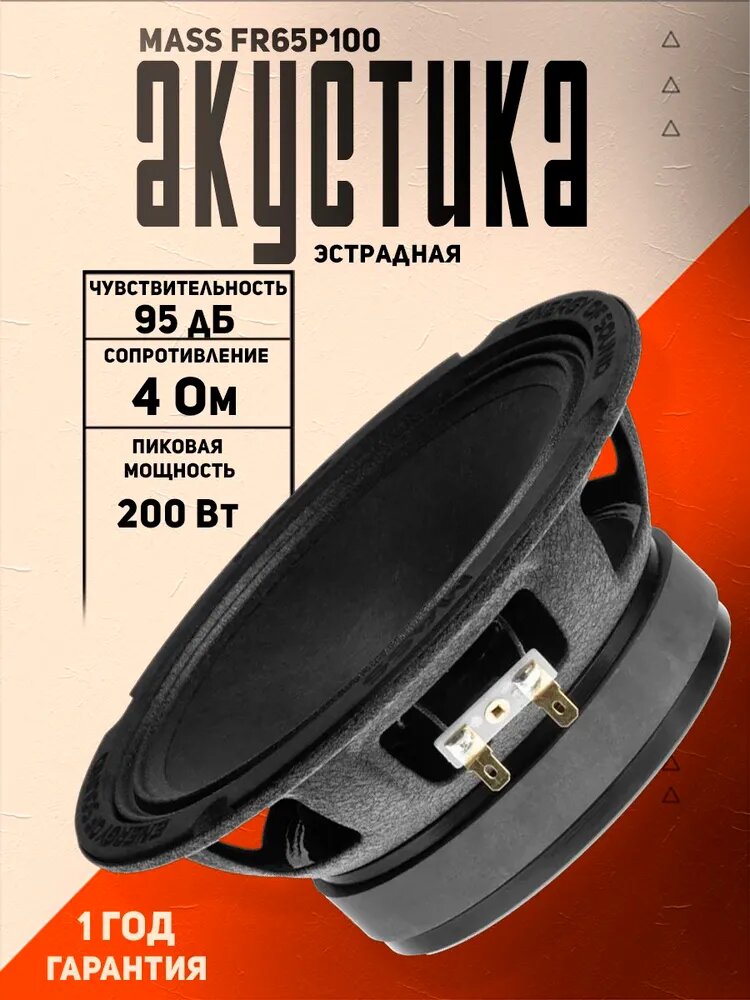 Акустика эстрадная AMP MASS FR65P100 автомобильная, 6.5", 100 Вт