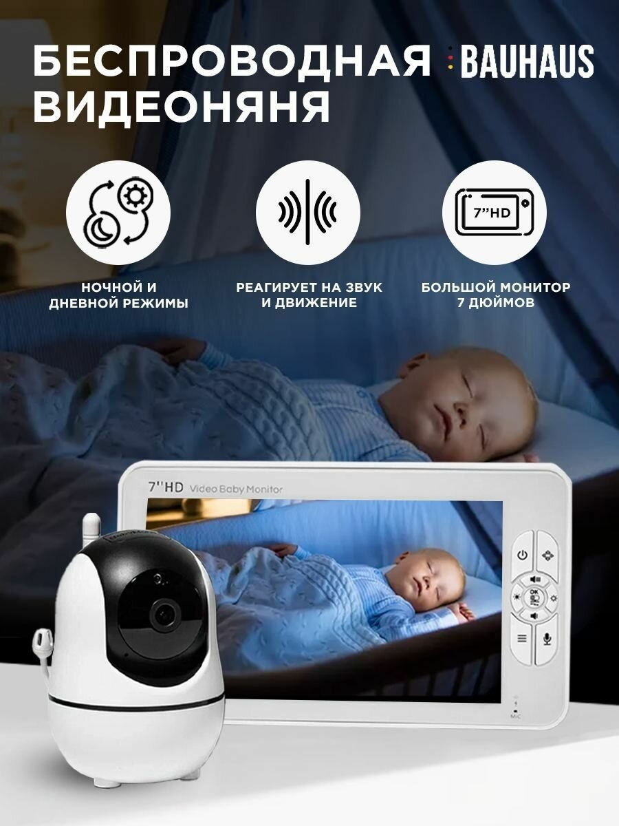 Видеоняня беспроводная поворотная с камерой видеонаблюдения, радионяня -HJ
