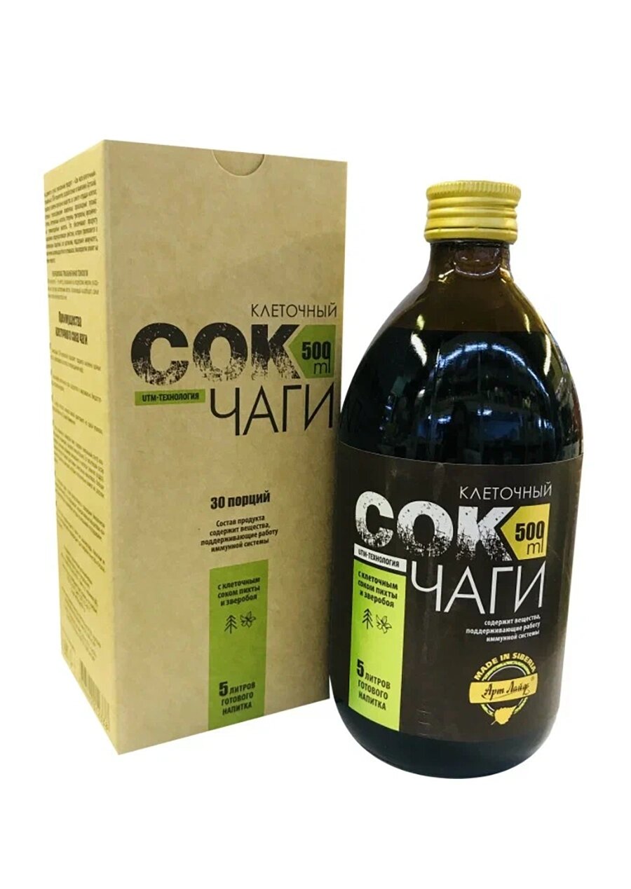Клеточный сок чаги с пихтой и зверобоем Арт Лайф (500 мл), детокс