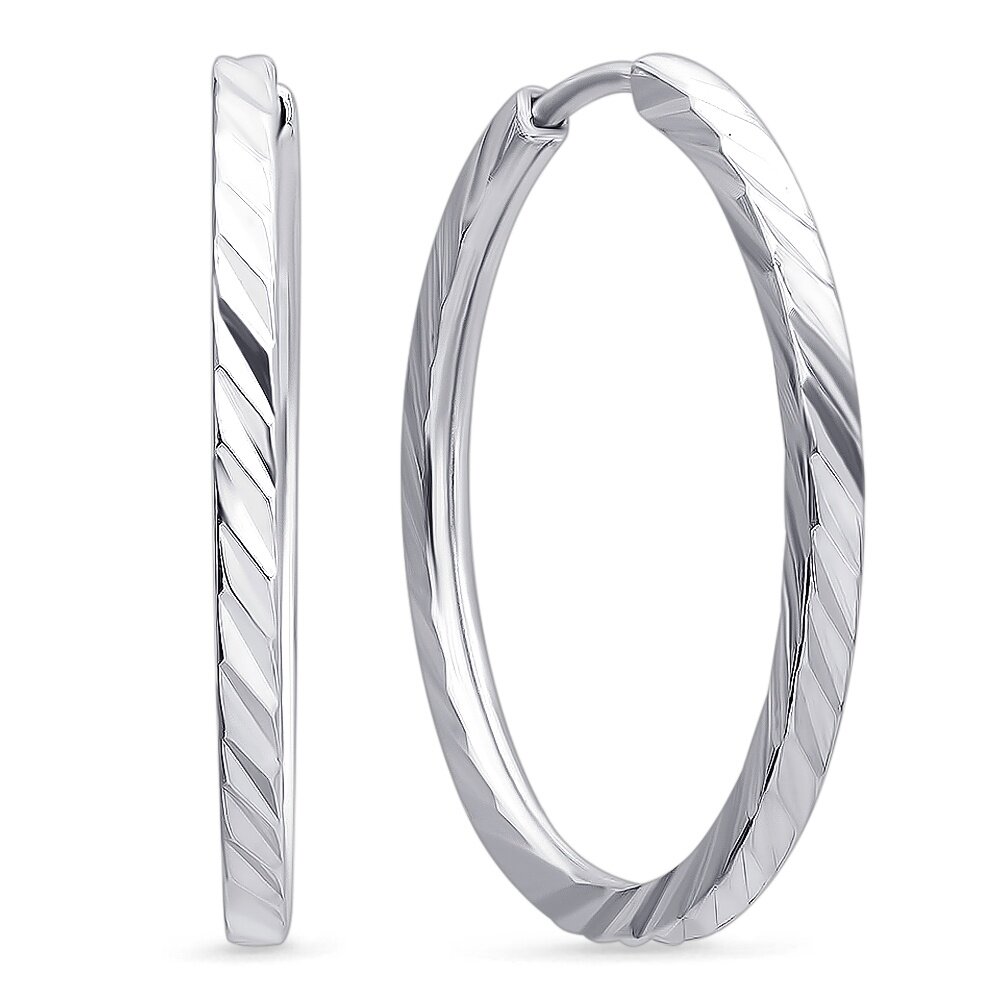 Серьги конго, серебро, 925 проба, родирование