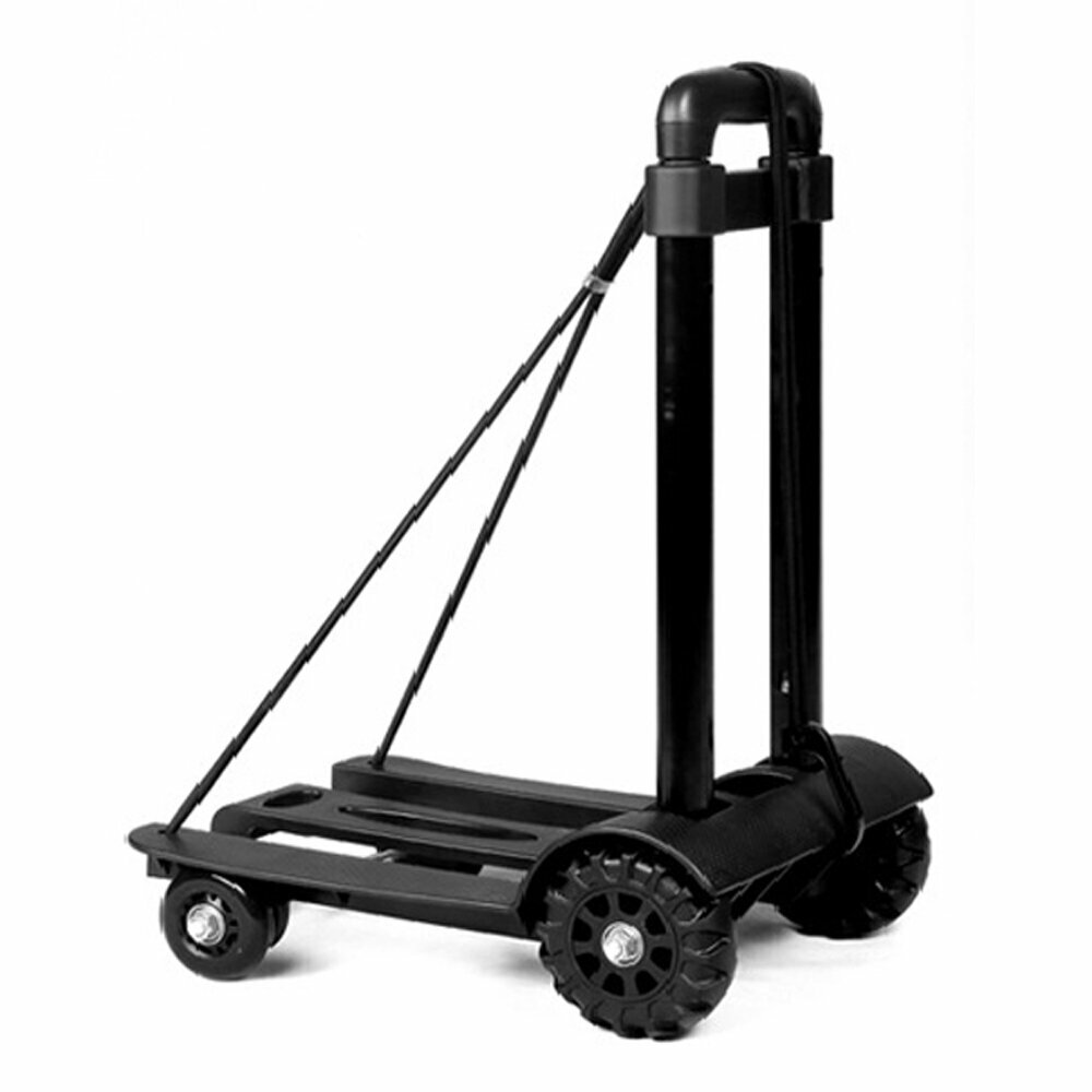 Складная ручная грузовика, регулируемая грузовая тележка, портативная 100 -фунтовая корзина для багажа, путешествий, покупок, черный