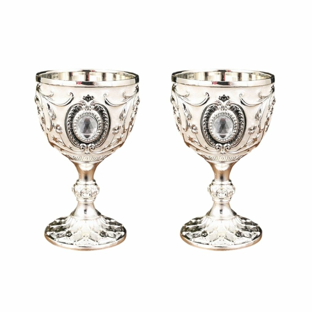 2 шт. Стаканы для напитков, металлические винные, для путешествий, домашнего декора, вечеринок, - Серебряный белый