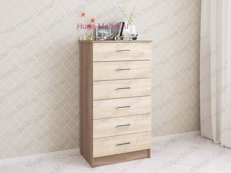Комод "Катрин 4 Шимо / Сонома" Huge Mebel . Ширина 620 Высота 1160. Комоды