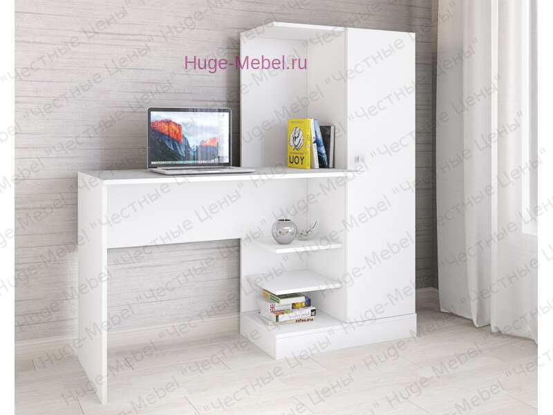 Стол компьютерный "Квартет-6 белый" Huge Mebel . Ширина 1450 Высота 1350. Столы компьютерные