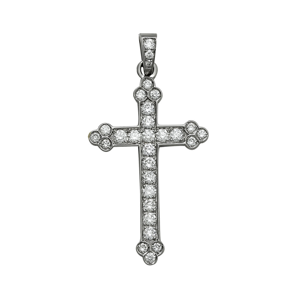 крест из белого золота, с бриллиантами