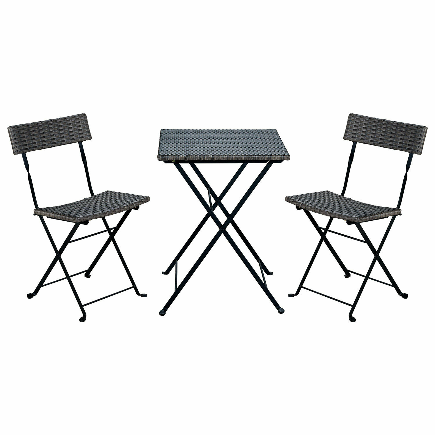 Комплект складной мебели (стол и 2 стула) NOSTRESS "Wicker FS-020", металл черный, искусственный ротанг, 680061