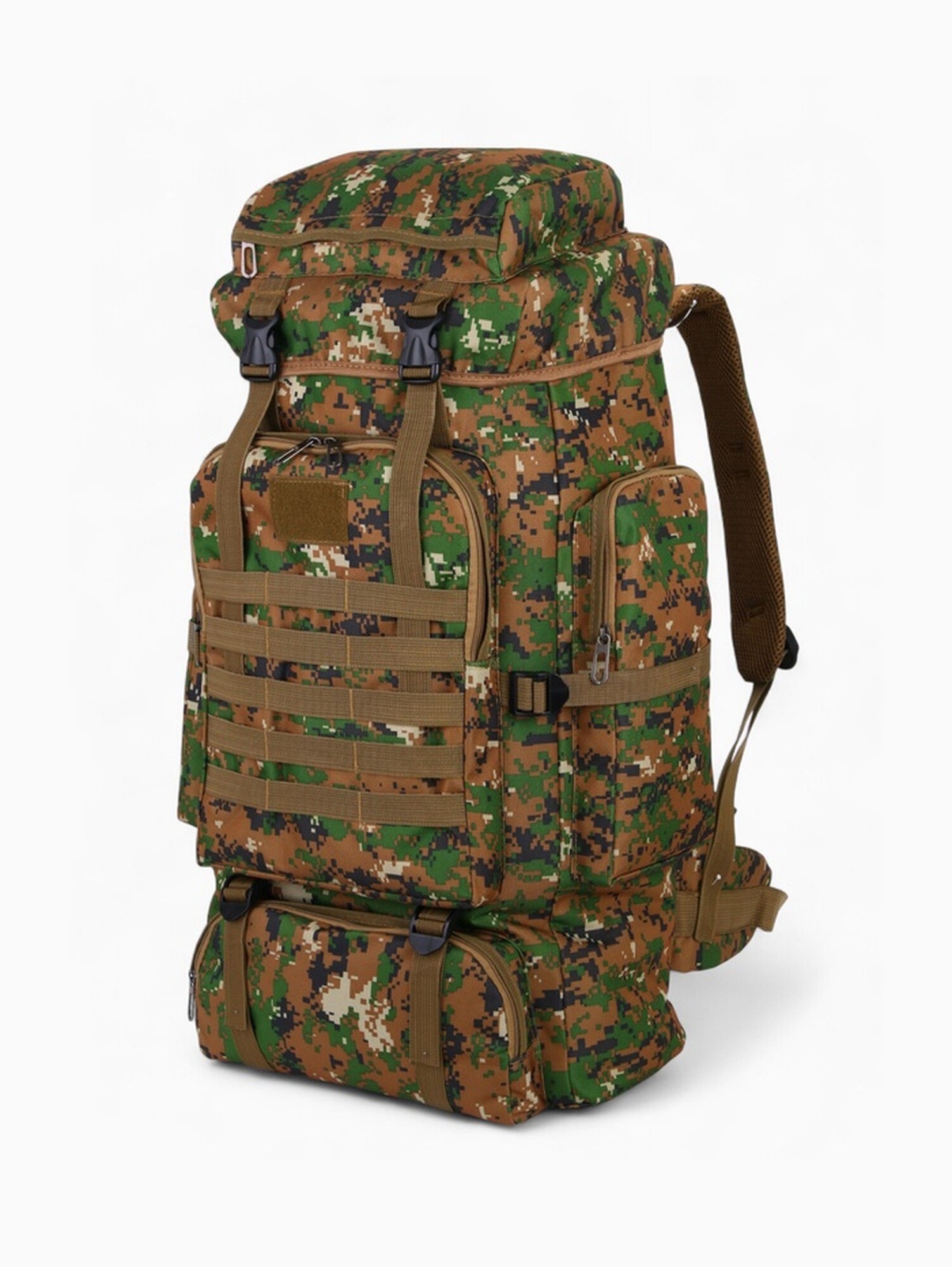 Рюкзак тактический туристический Аdventure, 70 л, с карманами, расцветка пиксели, зелёный