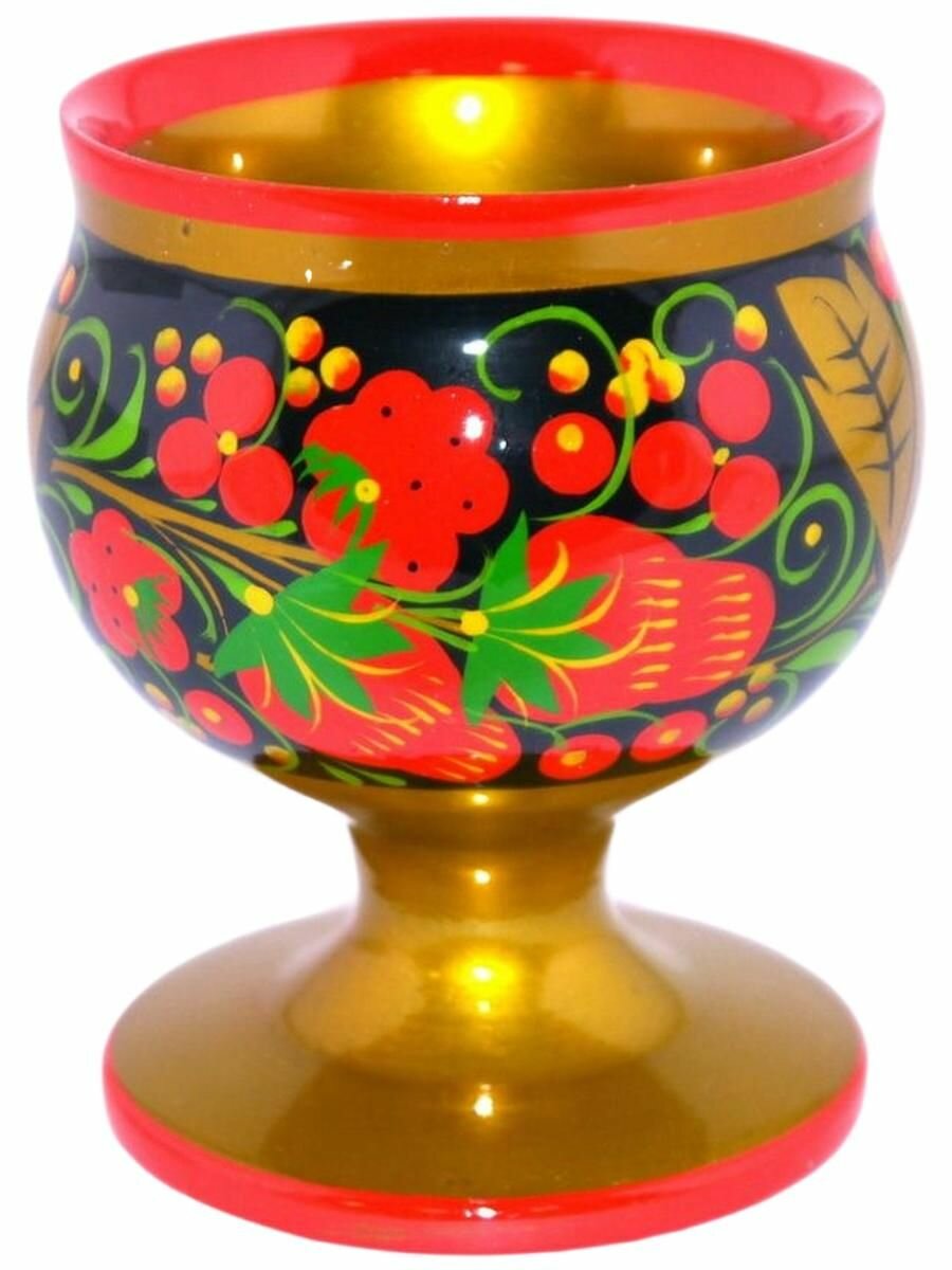 Сувенир, Рюмка 7х8, Хохломская роспись (Хохлома), ручная авторская работа