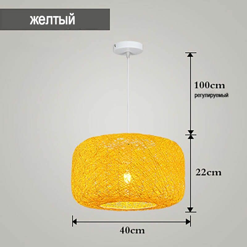 Современная минималистская люстра в китайском стиле из пеньковой веревки и плетения из ротанга