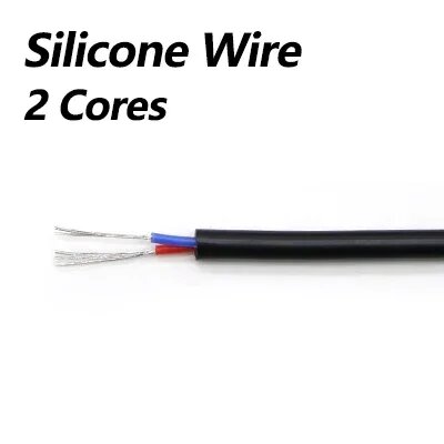 Медный многожильный кабель из силикона, 2/3/4/6 жил, 0.3-6 мм2 Square 1.0mm, Black 2 Cores, 3 meters