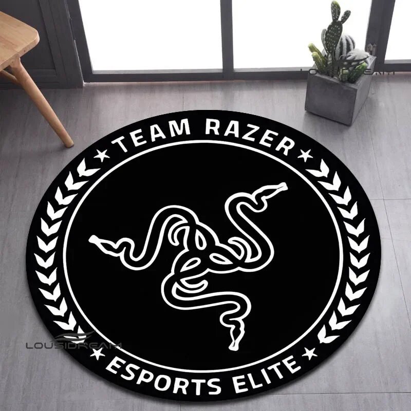 3D игровой круглый ковер с логотипом razer в стиле ретро, красивый ковер для гостиной, спальни, нескользящий коврик для двери, напольные коврики, подарок на день рождения, 18, 120x120cm