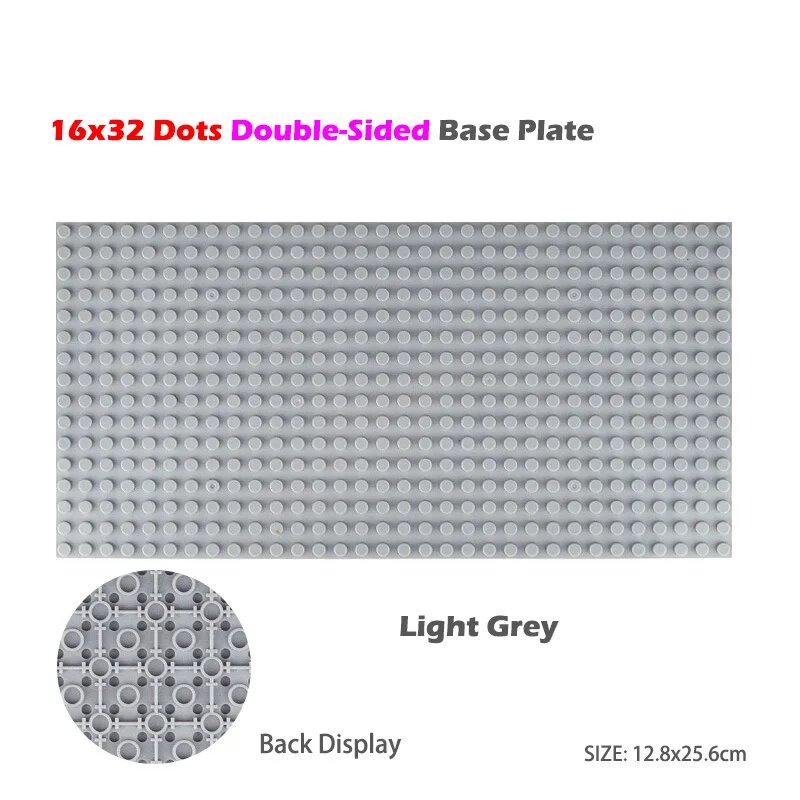 Hairun Двусторонние строительные блоки 16х32 пластик для лего 6+ Серый, 16x32 Light grey