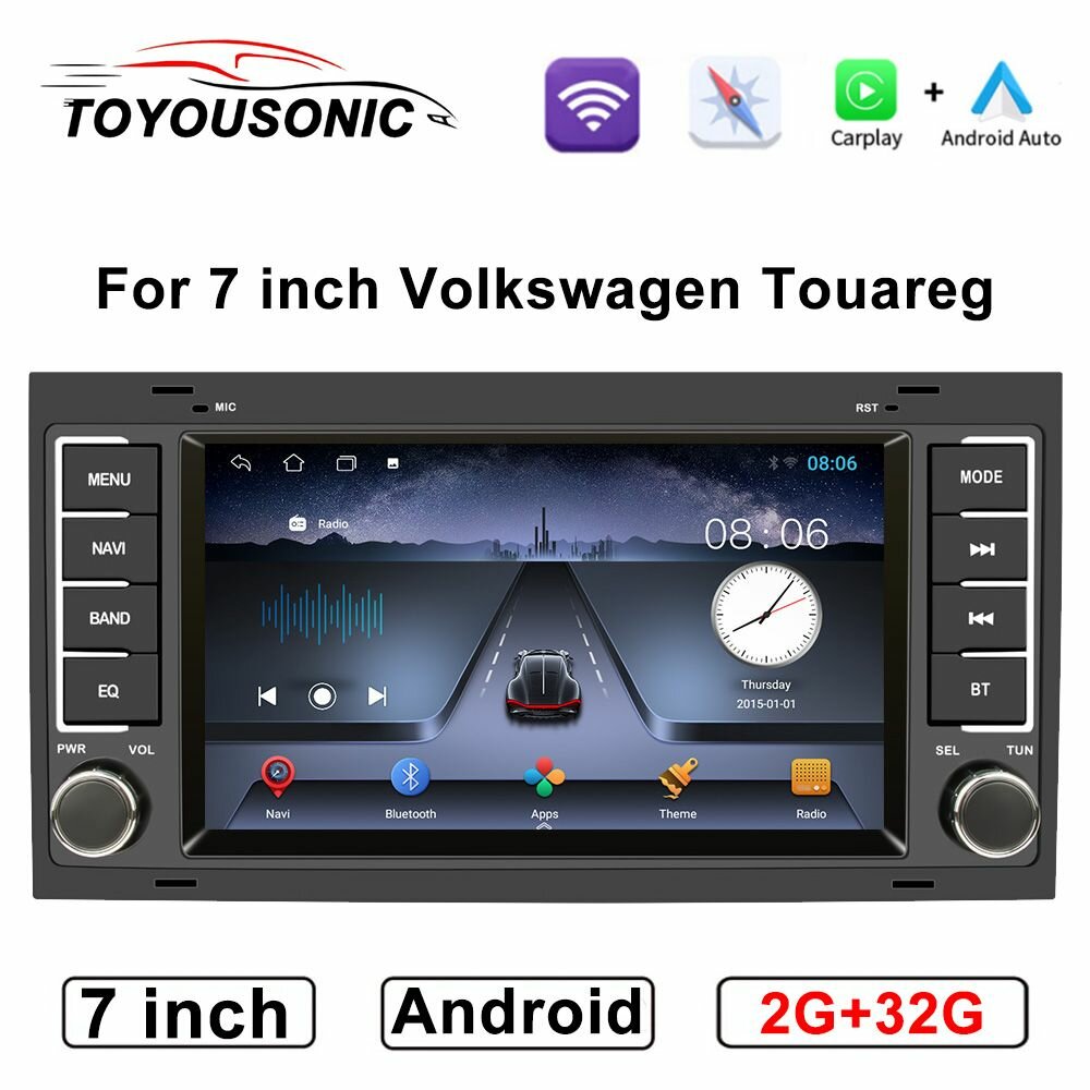 Автомагнитола для Volkswagen Touareg, Multivan T5 2003-2015/2Din Android 2+32 GB/IPS экран 7 дюймов(USB, AUX, , Bluetooth, Wi-Fi, TS7)