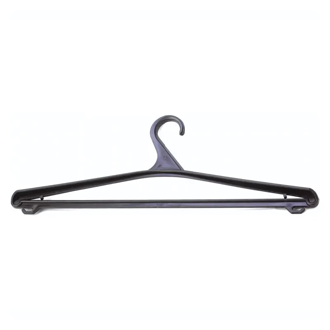 Вешалка-плечики пластиковая усиленная, размер 50-52, 16х47.5см, черный цвет
