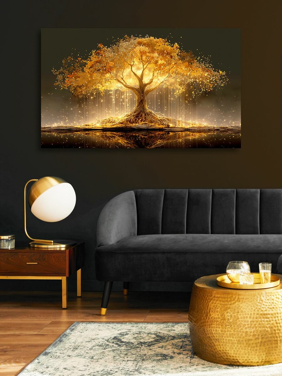 Картина на холсте LOFTime 60х100 Дерево счастья сер желт 2 КБ-1766-60100