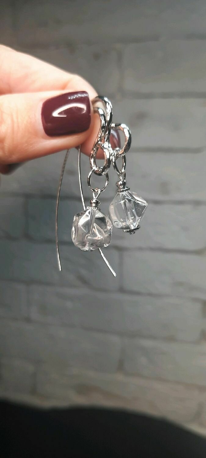 Серьги с подвесками, горный хрусталь