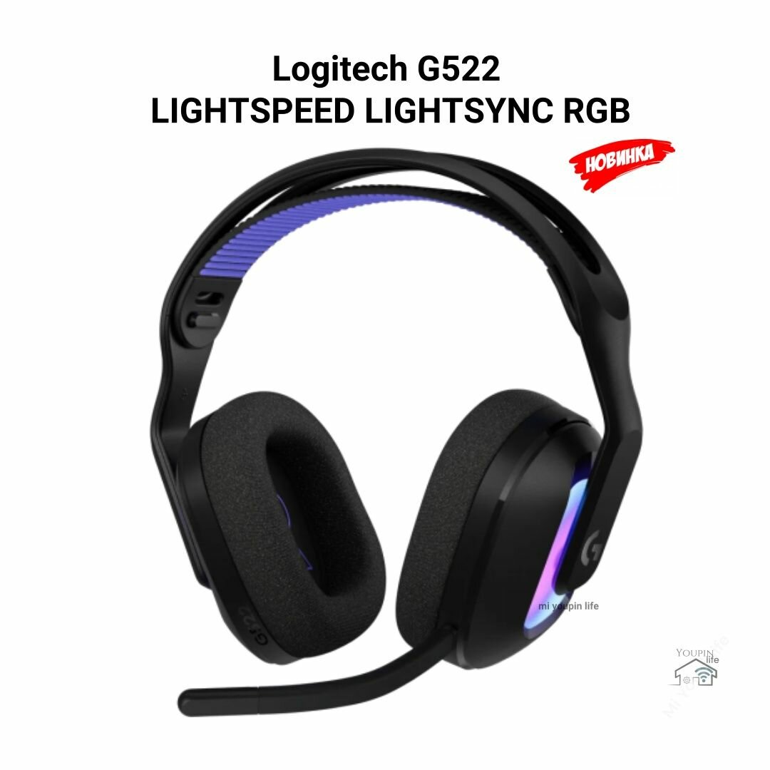 Беспроводная игровая гарнитура Logitech G522 LIGHTSPEED LIGHTSYNC RGB, Чёрный