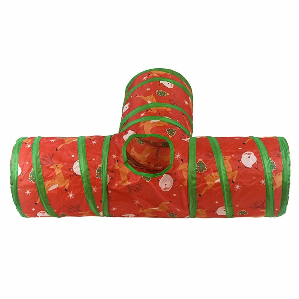 Туннель для кошек, игрушечный домик скуки, убежища в форме Т-образной формы, развлечения, рождественская тема домашних животных, игровая палатка