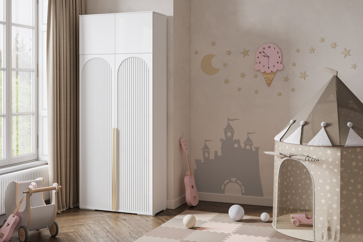 Шкаф распашной Брей-2 Хит с антресолью Белый для одежды двухдверный 90*270*60